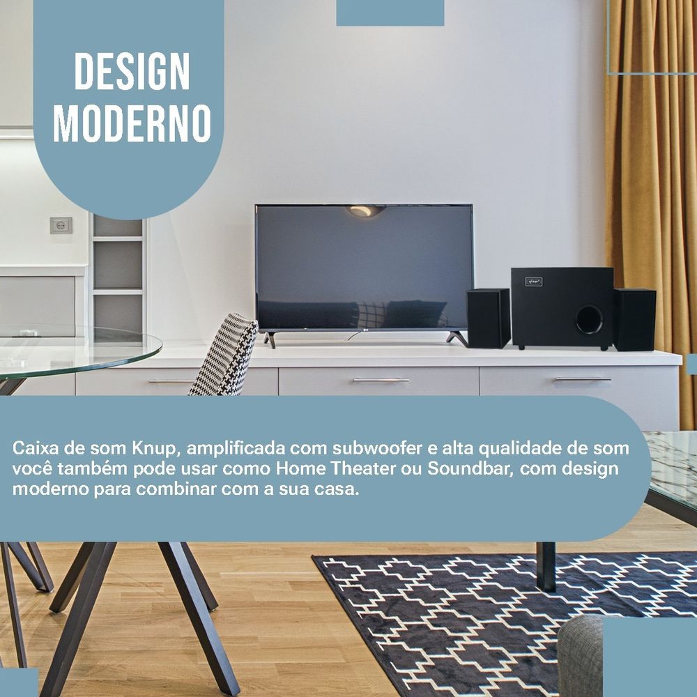 Caixa De Som Subwoofer Home Theater 2.1 25w Rms Bivolt Pc - oestesom